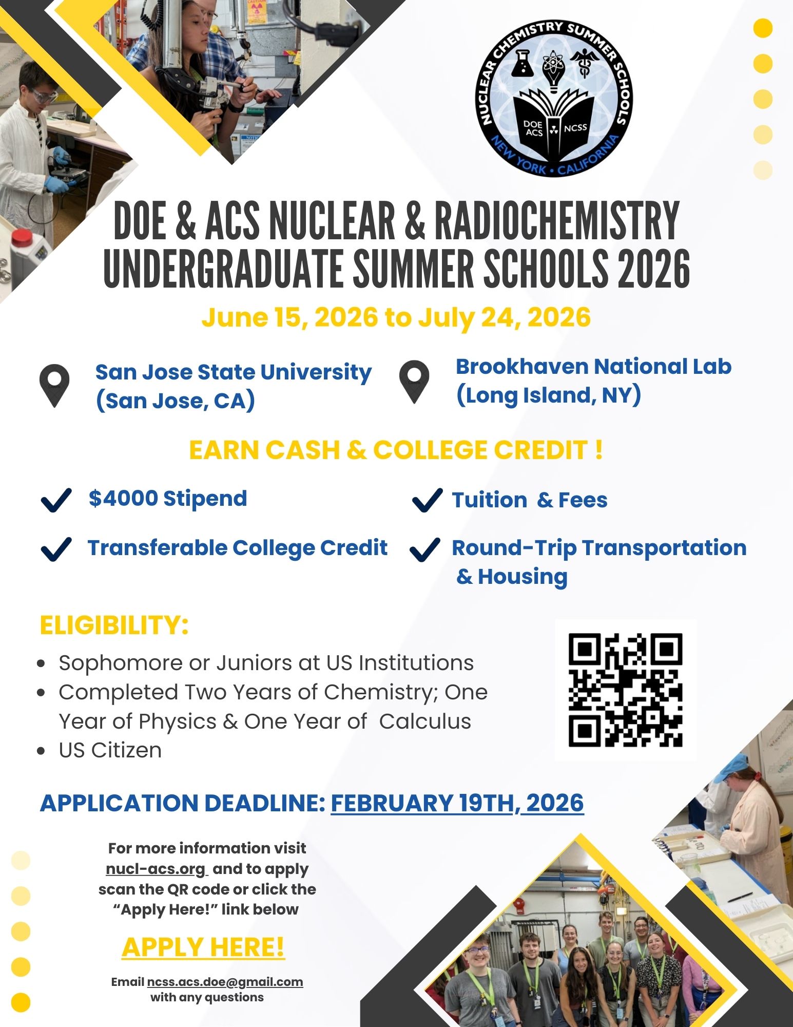 Undergraduates: Apply for 2026 Nuclear Chemistry Summer Schools – Blog ...